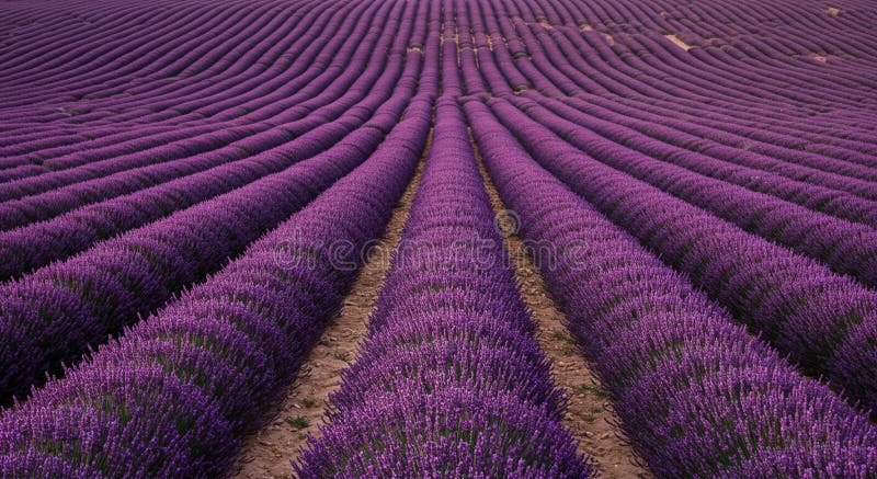 Rows of Vibrant Lavender Plants (Lavandula) Stretch Across the ...