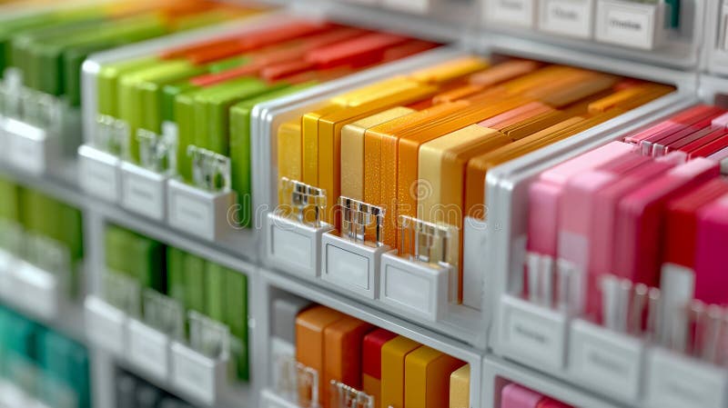 Rows of Vibrant Rectangular Color Samples Organized in Transparent ...