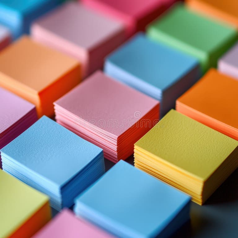 Rows of Vibrant Sticky Notes in Assorted Colors Stock Photo - Image of ...