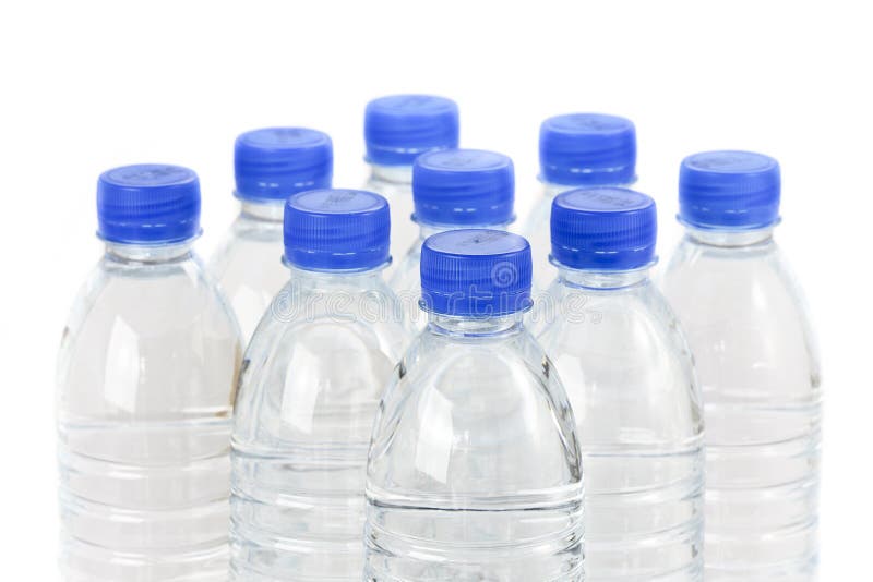 Bottled water in line stock image. Image of isolated, beverage - 3706257
