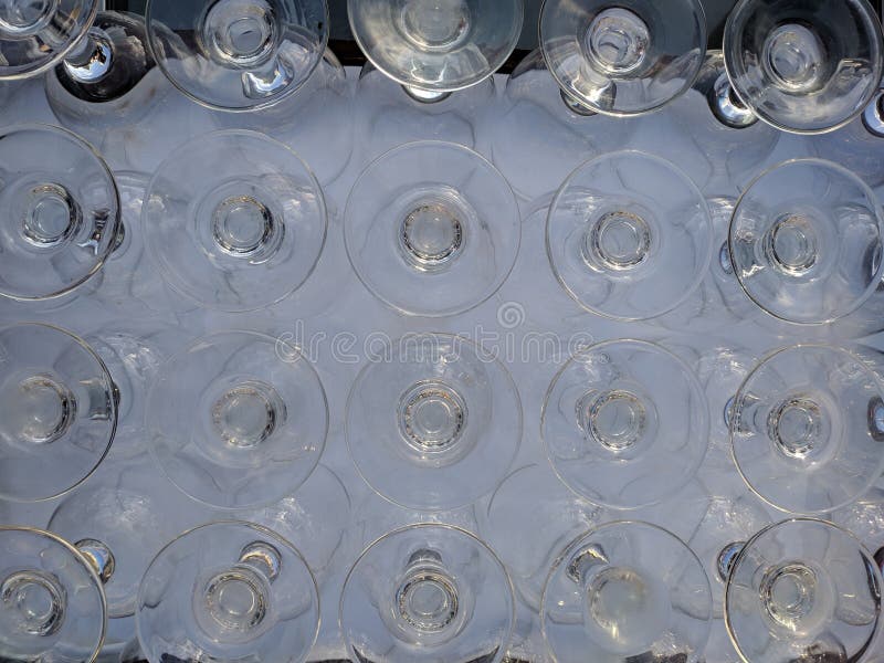 Rows of Water Glasses Pattern on the Table Stock Photo - Image of light ...