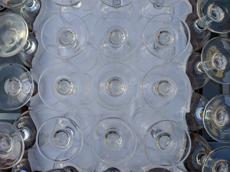 Rows of Water Glasses Pattern on the Table Stock Image - Image of ...