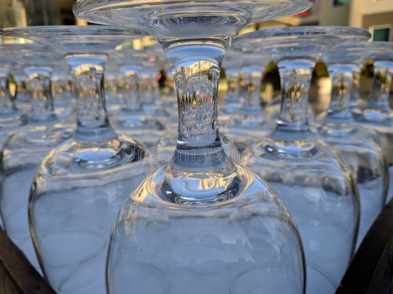 Rows of Water Glasses Pattern on the Table Stock Photo - Image of ...