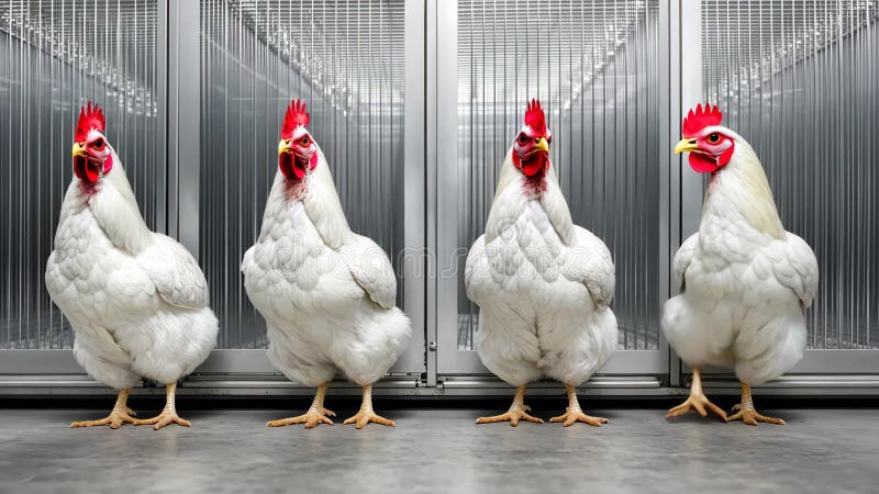 Rows of White Chickens Turning Heads in Modern Coop Stock Video - Video ...