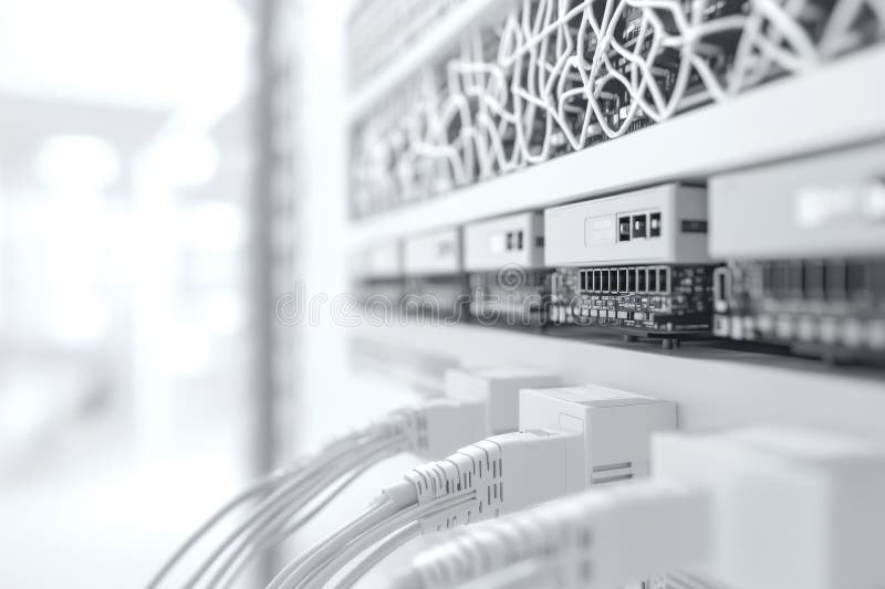 Rows of White Server Racks in a Data Center Symbolizing Secure Data ...