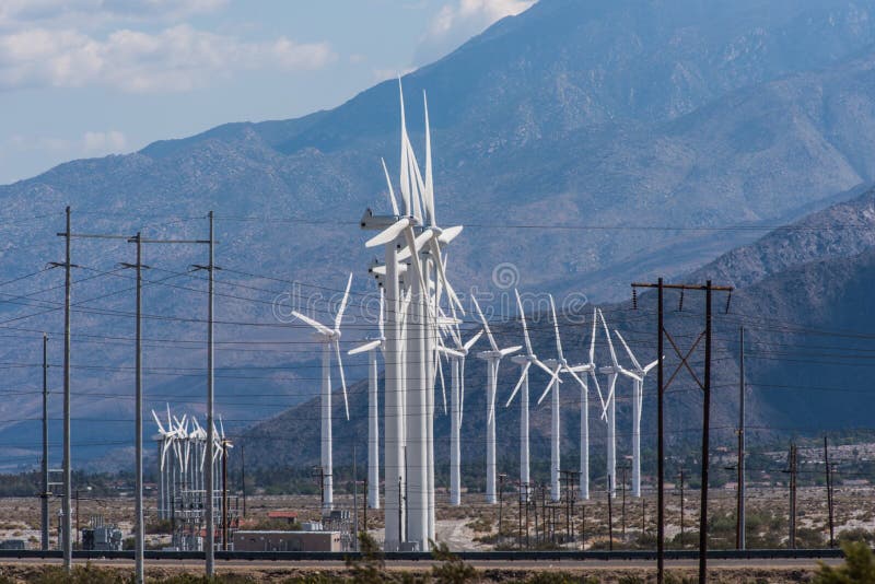 Rows of Wind Turbines Capture Wind for Energy Stock Photo - Image of ...