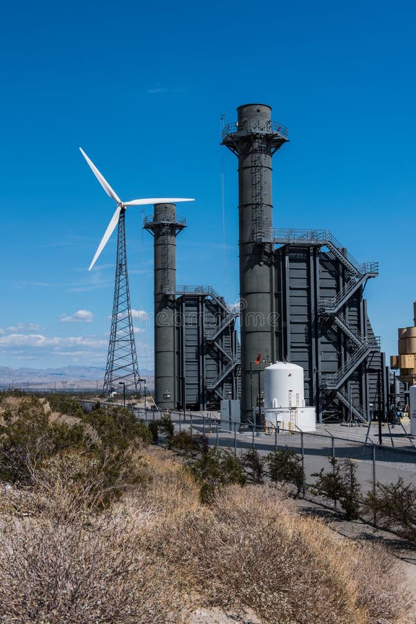 Rows of Wind Turbines and a Power Station Stock Image - Image of solar ...