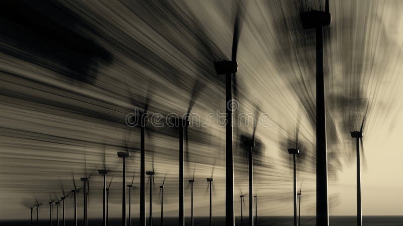 Rows of Wind Turbines Under a Dynamic Sky Create an Intense Visual ...