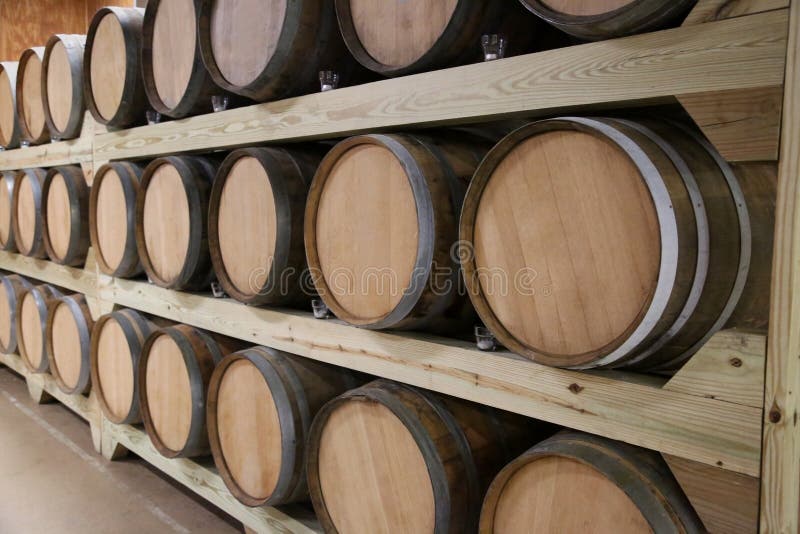 Rows of wine barrels stock image. Image of vintage, tour - 78677637
