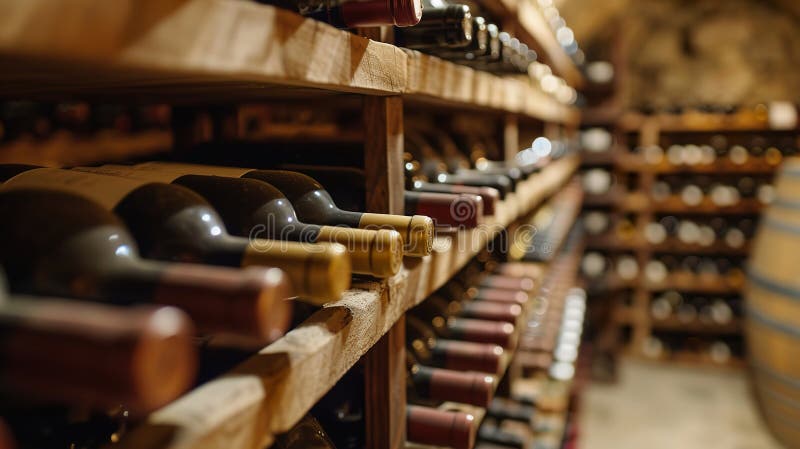 Rows of Wine Bottles in Wine Cellar Stock Image - Image of cellar ...