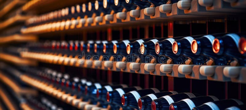 Rows of Wine Bottles on Racks in a Cellar Stock Image - Image of oven ...