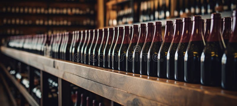 Rows of Wine Bottles on Racks in a Cellar Stock Image - Image of ...