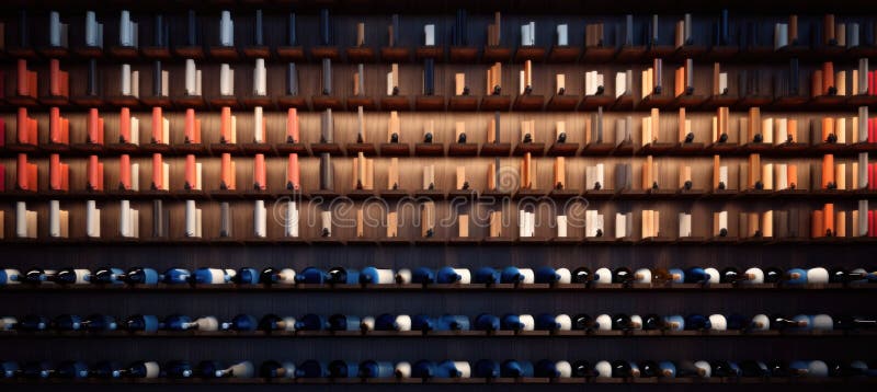 Rows of Wine Bottles on Racks in a Cellar Stock Image - Image of ...