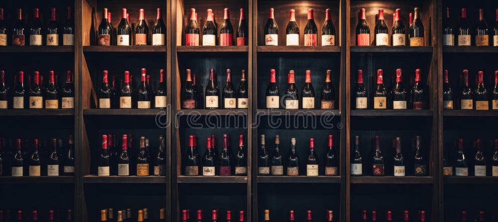 Rows of Wine Bottles on Racks in a Cellar Stock Photo - Image of order ...