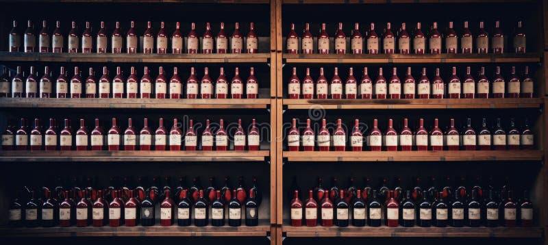 Rows of Wine Bottles on Racks in a Cellar Stock Photo - Image of ...