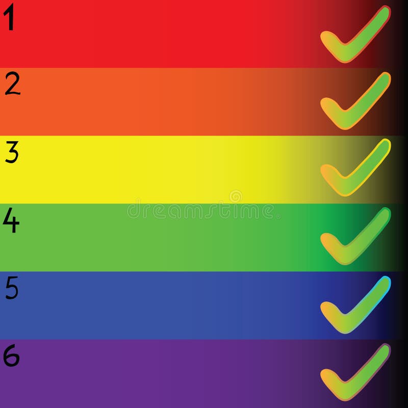 Rows for Writing with Rainbow Colors and Check Mark Stock Vector ...