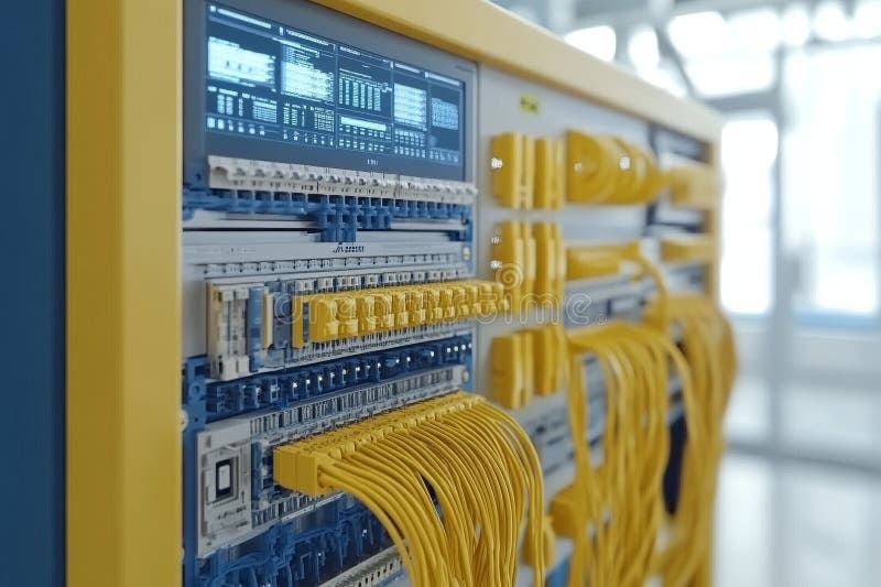 Rows of Yellow Network Cables Connected To a Data Center Server Rack ...
