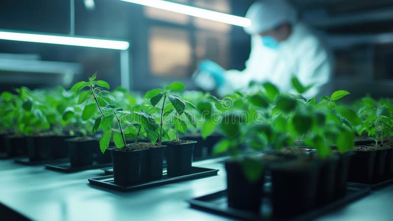 Scientist Growing Genetically Engineered Plants in Lab AI Generated ...