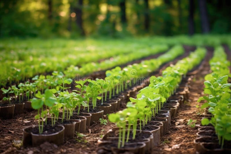 Rows of Young Seedlings in a Garden Stock Image - Image of plants ...