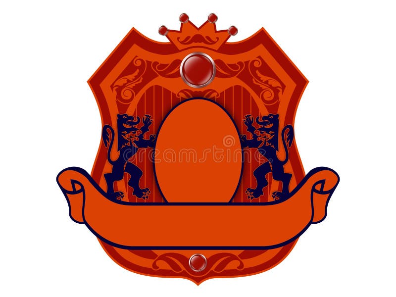 Royal badge with a banner stock illustration. Illustration of line ...