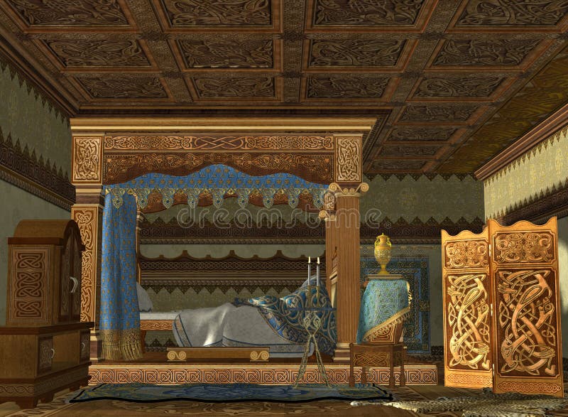 The royal bed chamber stock illustration. Illustration of ornate - 13121428