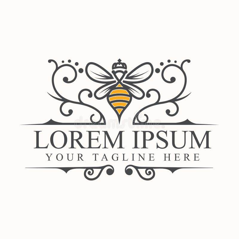 Royal Bee Emblem Logo Design Vector Illustration Stock Illustration ...