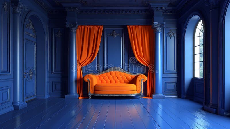 Royal Blue and Deep Peach Wallpaper 3d Render Stock Illustration ...