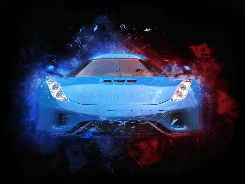 Royal Blue Supercar - Particle Color Splash Stock Illustration ...