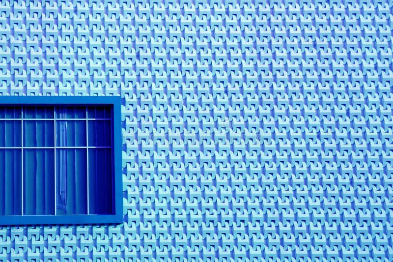 Royal Blue Window on Light Blue Modern Style Facade Stock Photo - Image ...