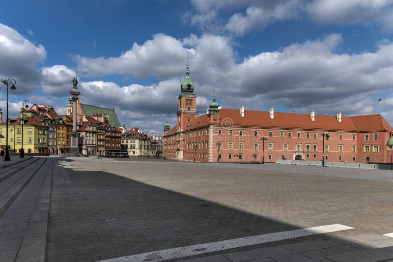 Royal Castle at Empty Old Town in Warsaw Stock Photo - Image of castle ...