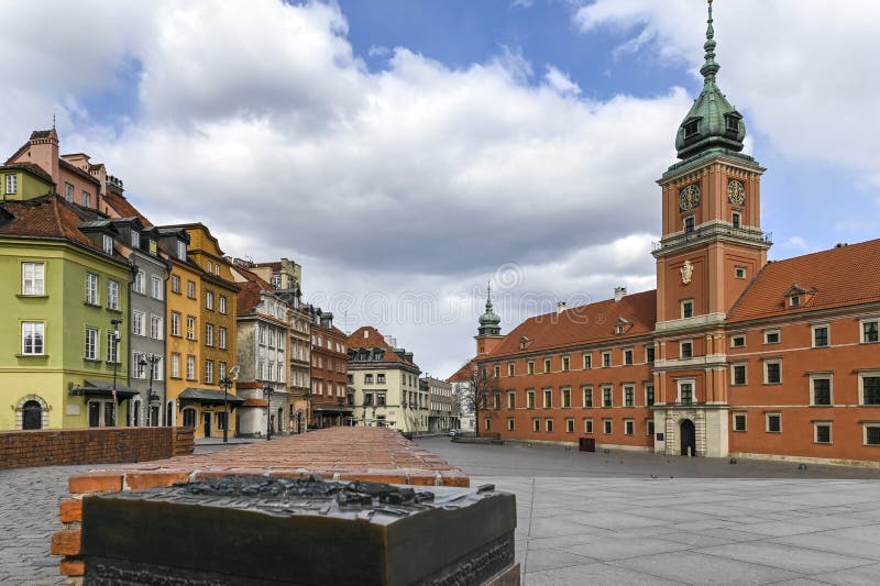 Royal Castle at Empty Old Town in Warsaw Stock Photo - Image of ...