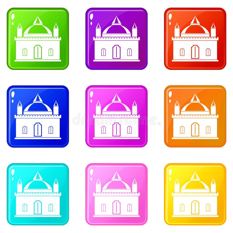 Royal castle icons 9 set stock vector. Illustration of gothic - 96158997