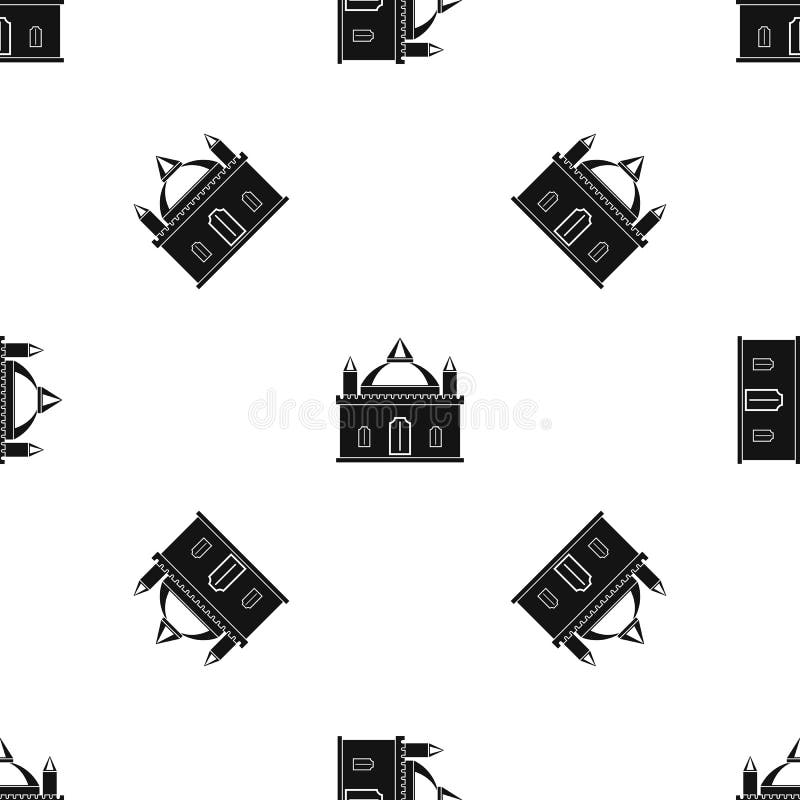 Royal Castle Pattern Seamless Black Stock Vector - Illustration of ...