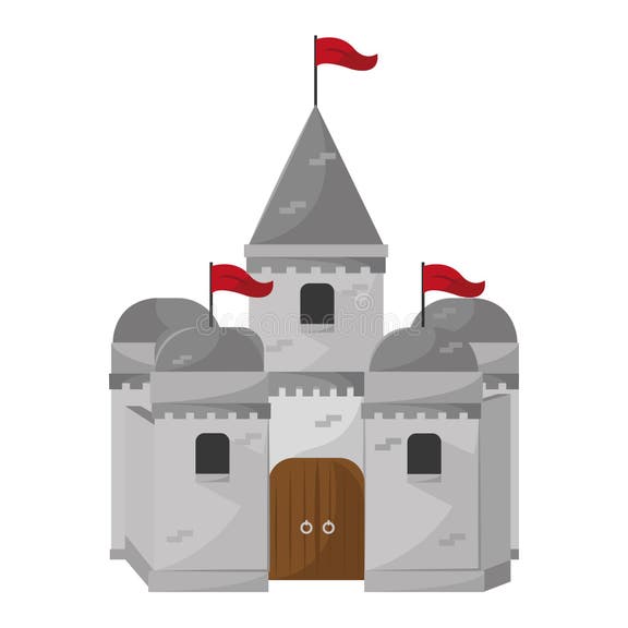 Royal Castle with Red Flags. Vector Stock Illustration - Illustration ...