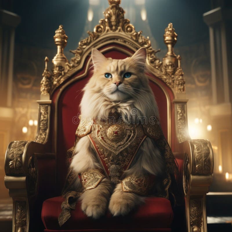 Royal Cat Sitting on a Throne in Castle Stock Illustration ...