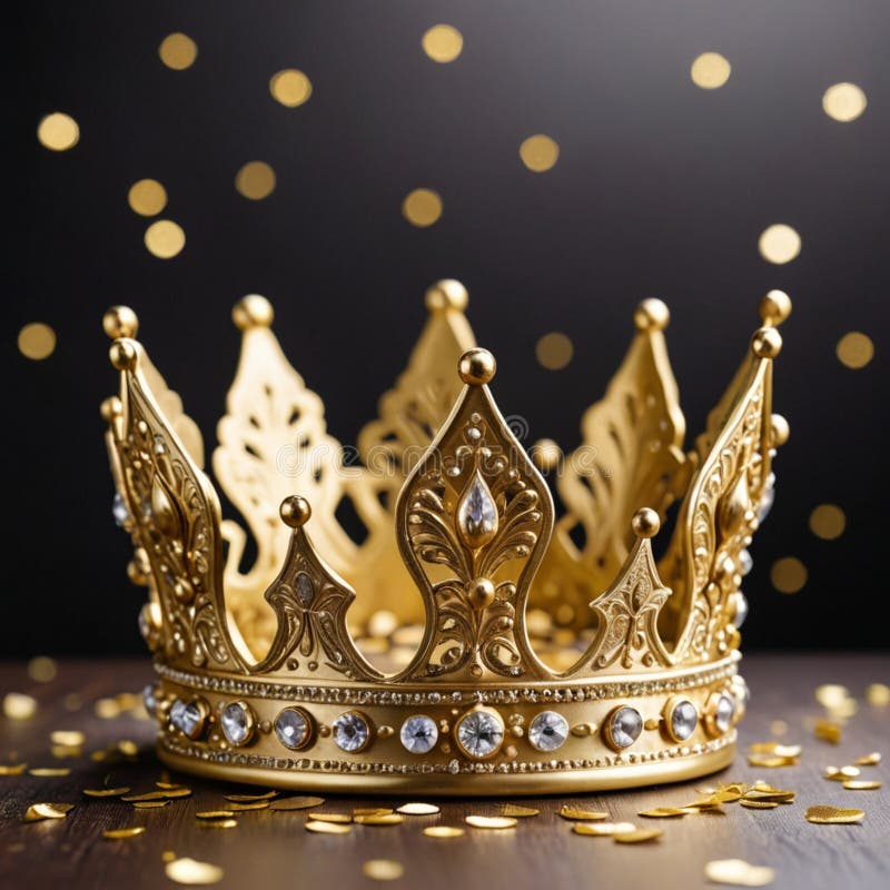 Royal Celebration Gold Crown and Confetti Delight Stock Illustration ...