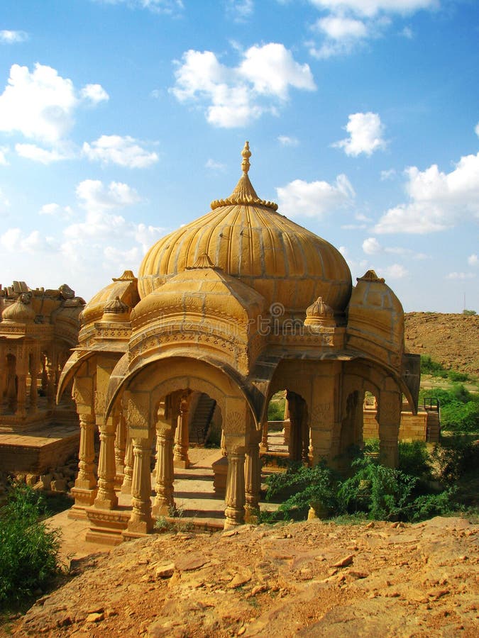 Royal Cenotaphs of Bada Bagh in Jaisalmer Stock Image - Image of ...