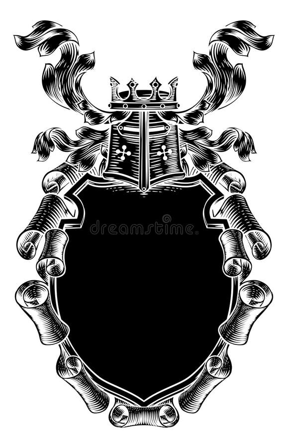 Shield Scroll Frame Background Stock Vector - Illustration of curl ...