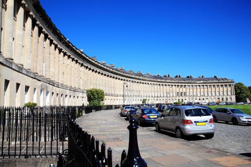 Royal Crescent Building in Bath, England. Stock Image - Image of ...