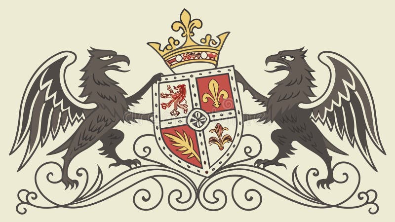 Royal Crest with Crowned Eagles Heraldry Design, Vector Design ...