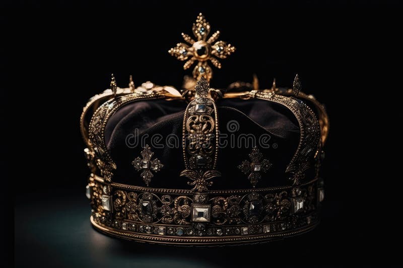 Royal Crown on Black Background. Generative AI Stock Illustration ...
