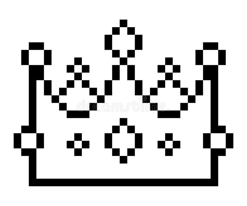 Royal Crown Black and White Pixel Art Icon Stock Illustration ...