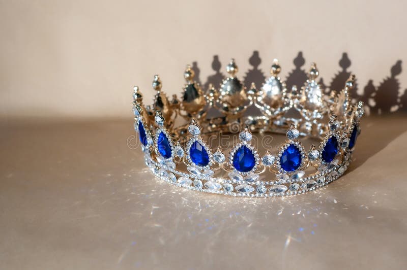 Royal Crown with Blue Gemstones, Sapphires. Kingdom Stock Photo - Image ...