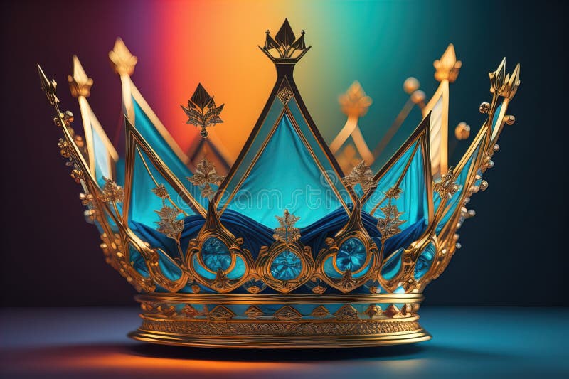 Royal Crown with Blue and Gold on Colorful Background. Generative Ai ...