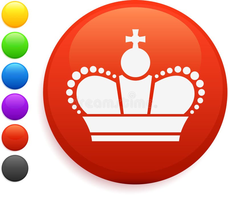 Royal Crown Icon on Round Internet Button Stock Illustration ...