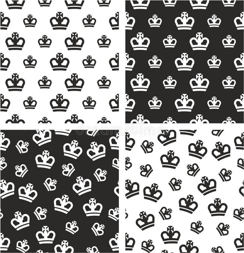 Royal Crown King & Queen Big & Small Aligned & Random Seamless Pattern ...