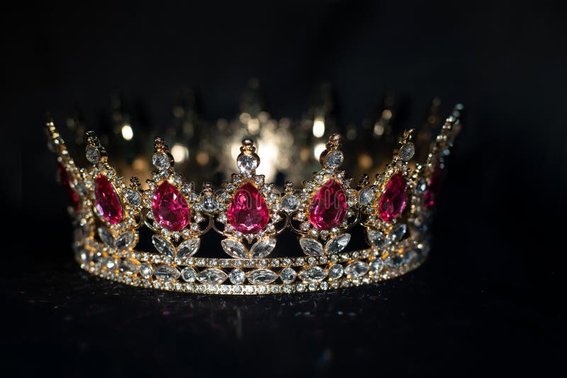 Royal Crown Queen Princess Beauty Contest Ruby Black Background Stock ...
