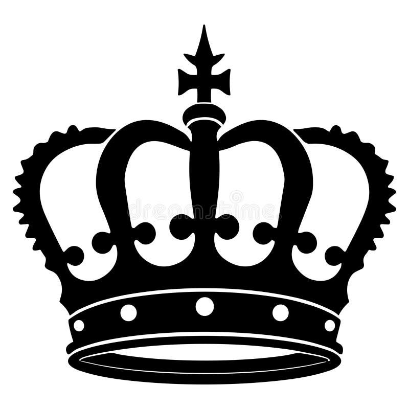 Royal Crown Silhouette, Black and White, Flat Vector Illustration Stock ...