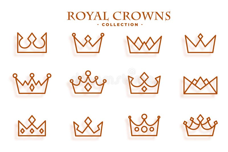 Royal Crowns Collection in Line Style Design Stock Vector ...