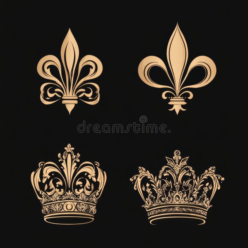 Royal Crowns Set. Luxury Design Elements, Vector Illustration Stock ...